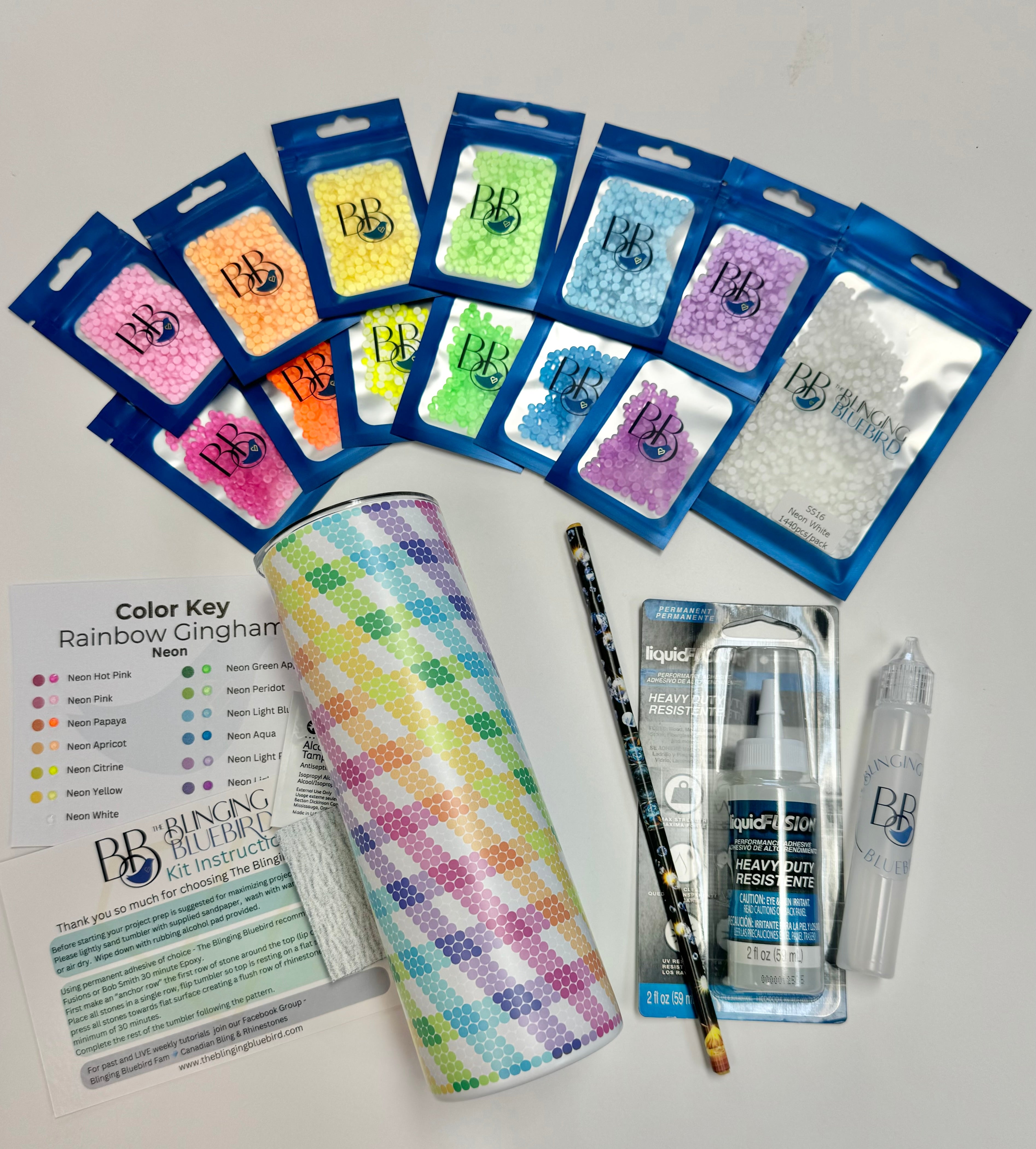 NEON Rainbow Gingham Sublimated Kit – The Blinging Bluebird