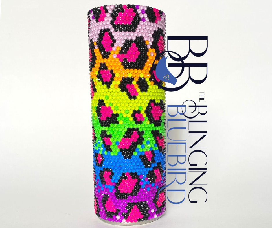 Ombre Rainbow Leopard - SS16/20oz Straight Tumbler – The Blinging Bluebird